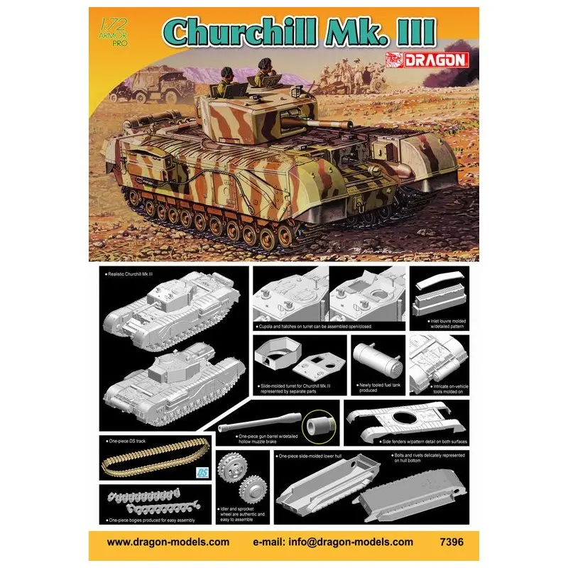 TANK BRITISH CHURCHILL MK.III DRAGON MODEL 7396 Maqueta para Montar